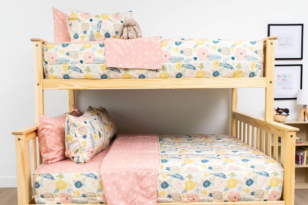 Beddy's Flower Blossoms Girls Durable Zipper Bedding, Bed in a Bag, Floral Sheets and Comforter, Easy to Make and Wash, Includes Pillowcase and Pillow Sham, Kids Zip Bedding, Super Soft All Season