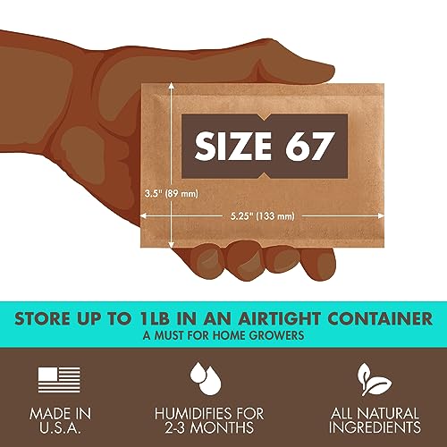 Boveda 62% Two-Way Humidity Control Packs For Storing 1 lb – Size 67 – 20 Pack – Moisture Absorbers for Storage Containers – Humidifier Packs – Hydration Packets in Resealable Bag