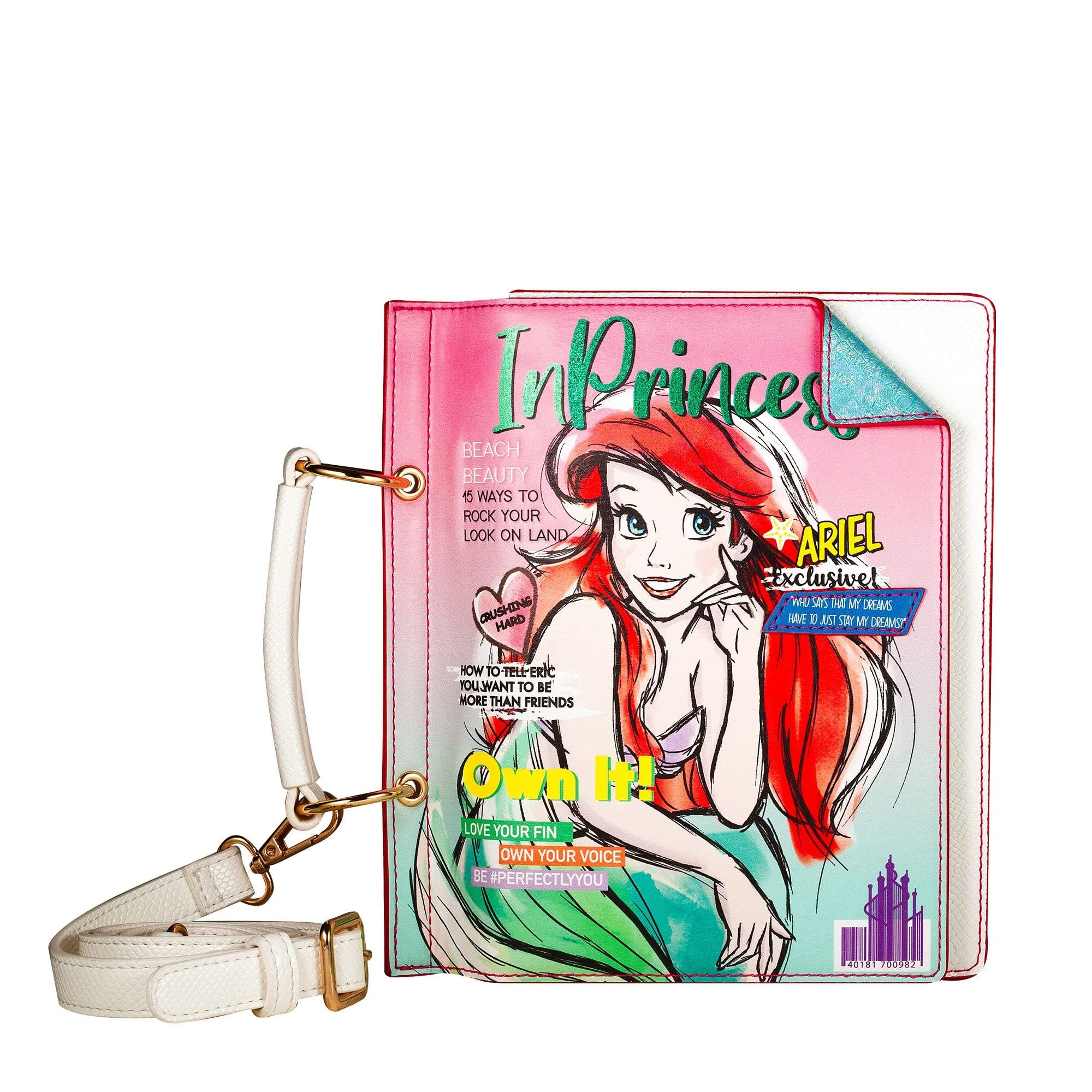Danielle Nicole X Disney Little Mermaid Ariel Magazine Crossbody Bag - Fashion Cosplay Disneybound Cute Crossbody Bags, Multicolor