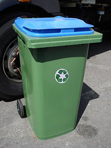 Recycle Symbol Sticker 10 Pack Self Adhesive Vinyl Labels Decals for Garbage Can Trash Bins Containers Trashcan 5 x 5 Inch Laminated Ultimate UV Protected (Recycle Symbol)