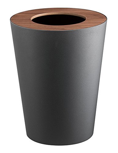 Red Co. Round Metal Modern Waste Basket, Trash Can Bin for Office or Bathroom, Black, 11-Inch