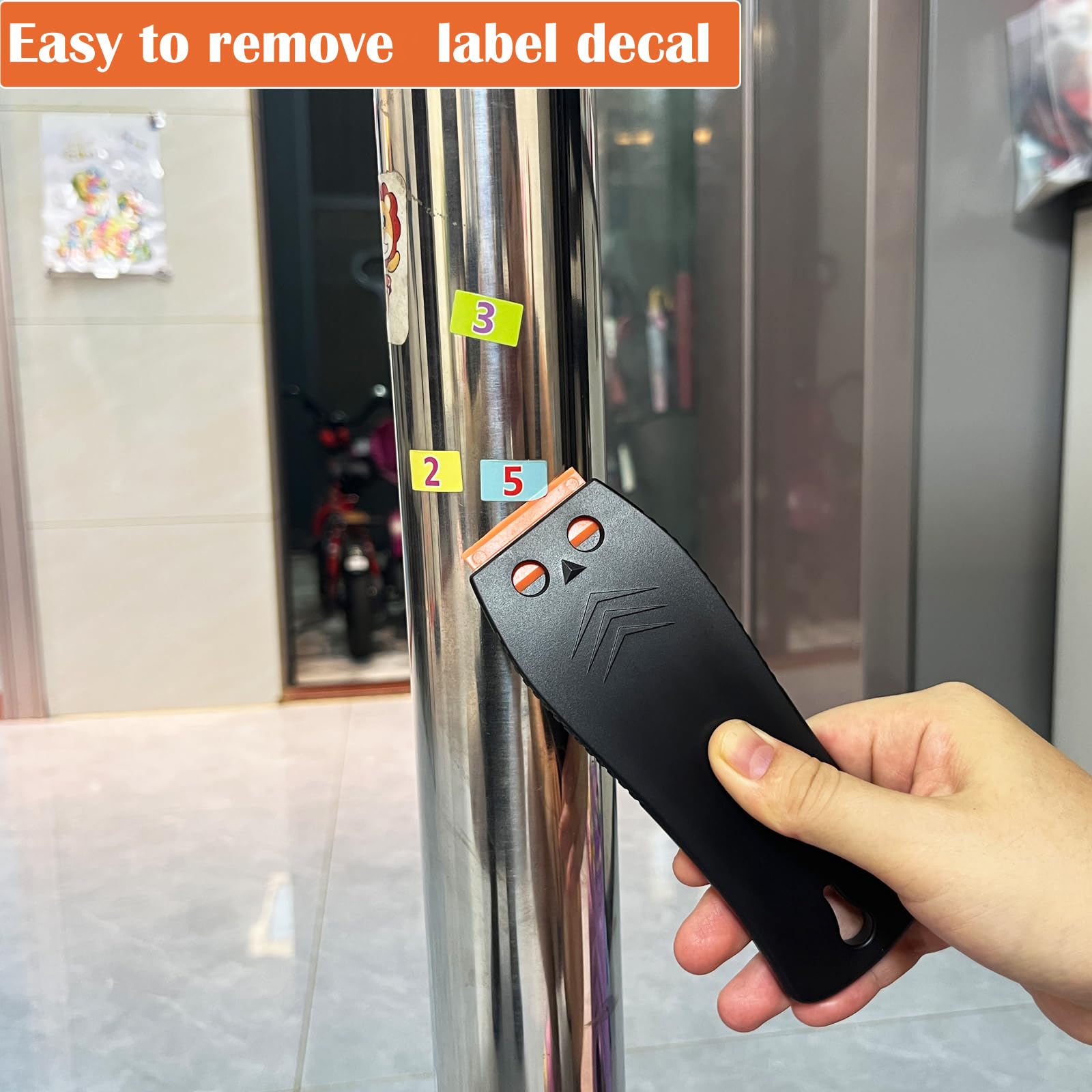EHDIS Plastic Razor Blade Scraper 1.5" Plastic Razor Scraper Tool with 10pcs Double Edged Plastic Blades for Removing Adhesive Labels Stickers Decals From Glass Windows Windshields (Grey)