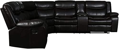 Blackjack Furniture Marsden Modern Leather Air Reclining Living Room Sectional, Brown