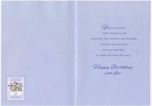 Designer Greetings Thin Blue Foil Lined Vase with Flowers Birthday Card for Aunt