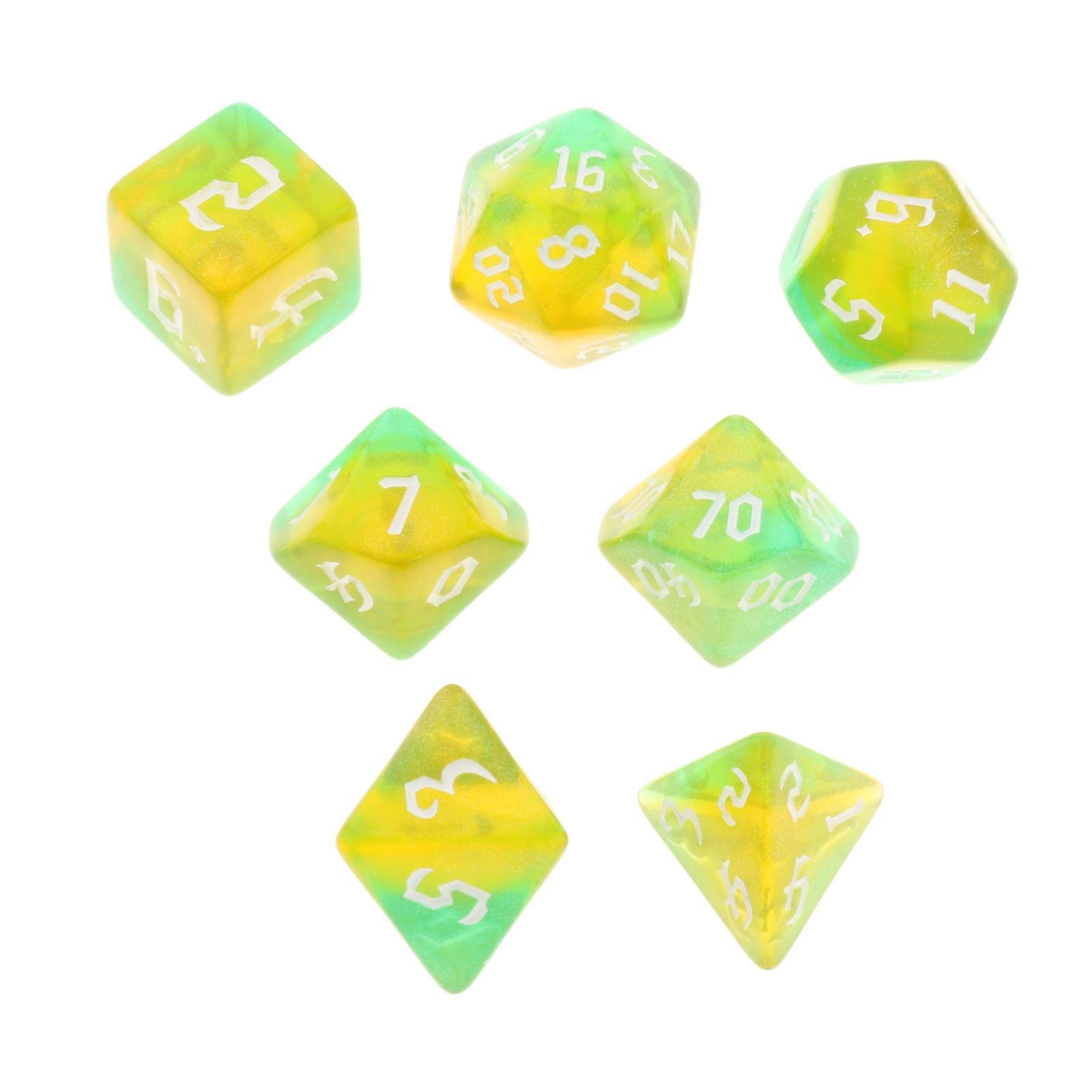 AMLESO Pack of 7 Polyhedral Dices Set Party Toys,D with Pouch for Role Playing Table Games,Classroom Accessories,Math Teaching, Orange