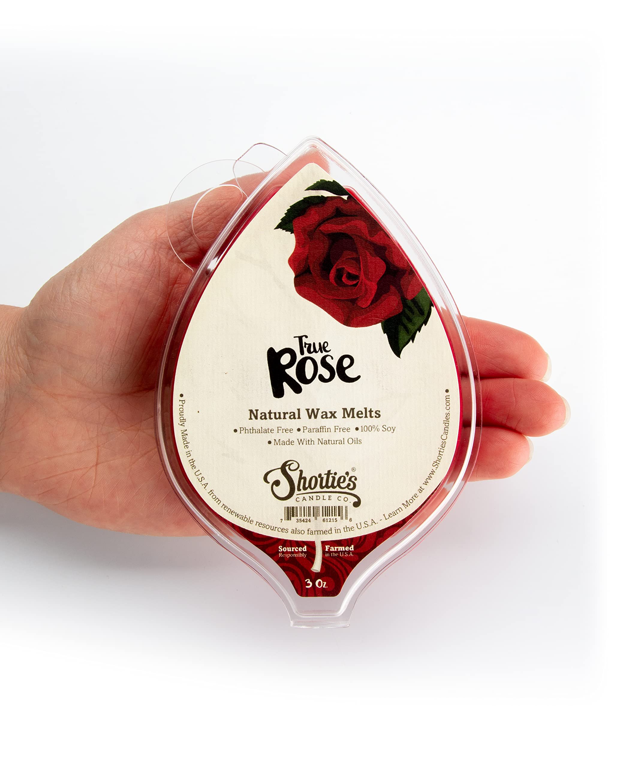 Shortie's Candle Company True Rose Soy Wax Melts 3 Pack - 3 Highly Scented 3 Oz. Bars - Made with 100% Soy and Essential Fragrance Oils - Phthalate & Paraffin Free, Vegan, Non-Toxic