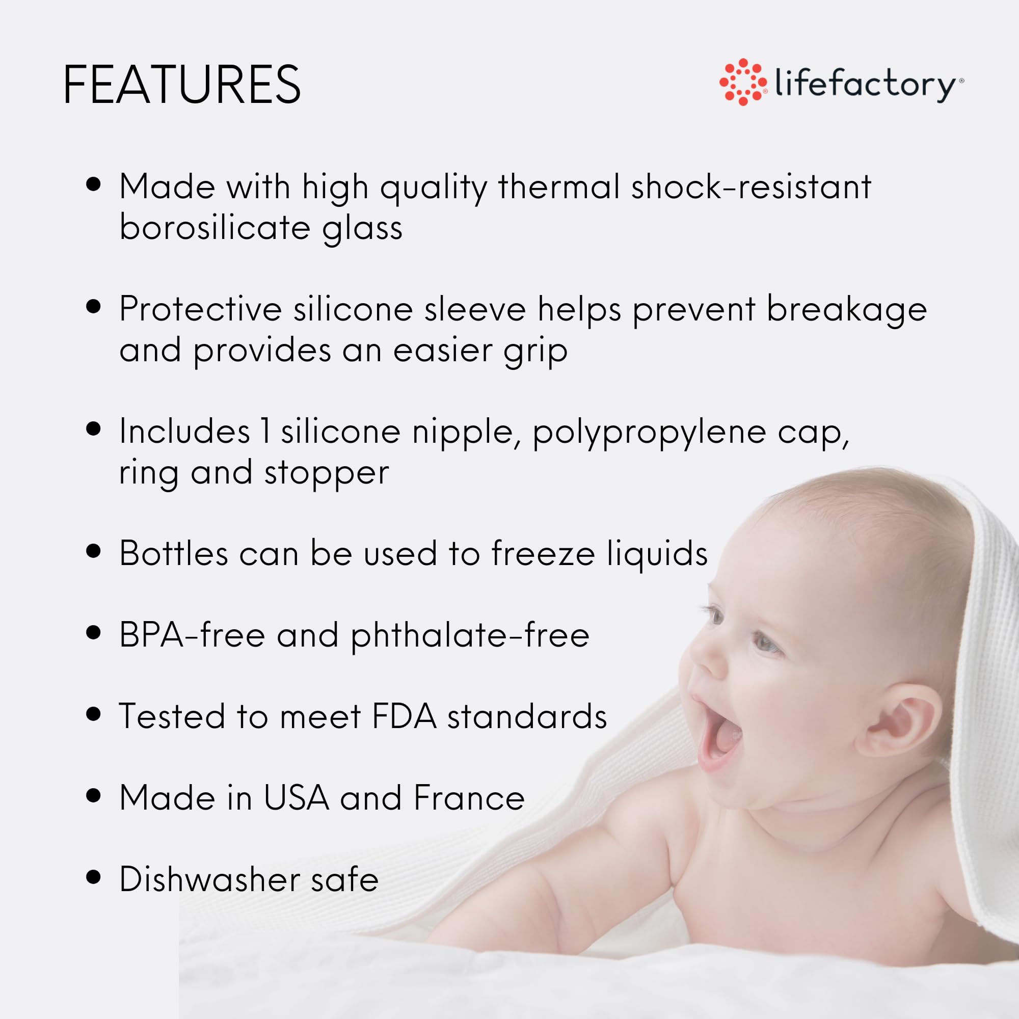Lifefactory Glass Baby Bottles with Silicone Protection - 4-PACK, 4 oz/9 oz Bottles, (1- Banana, 1- Mango, 1- Cantaloupe & 1- Papaya)