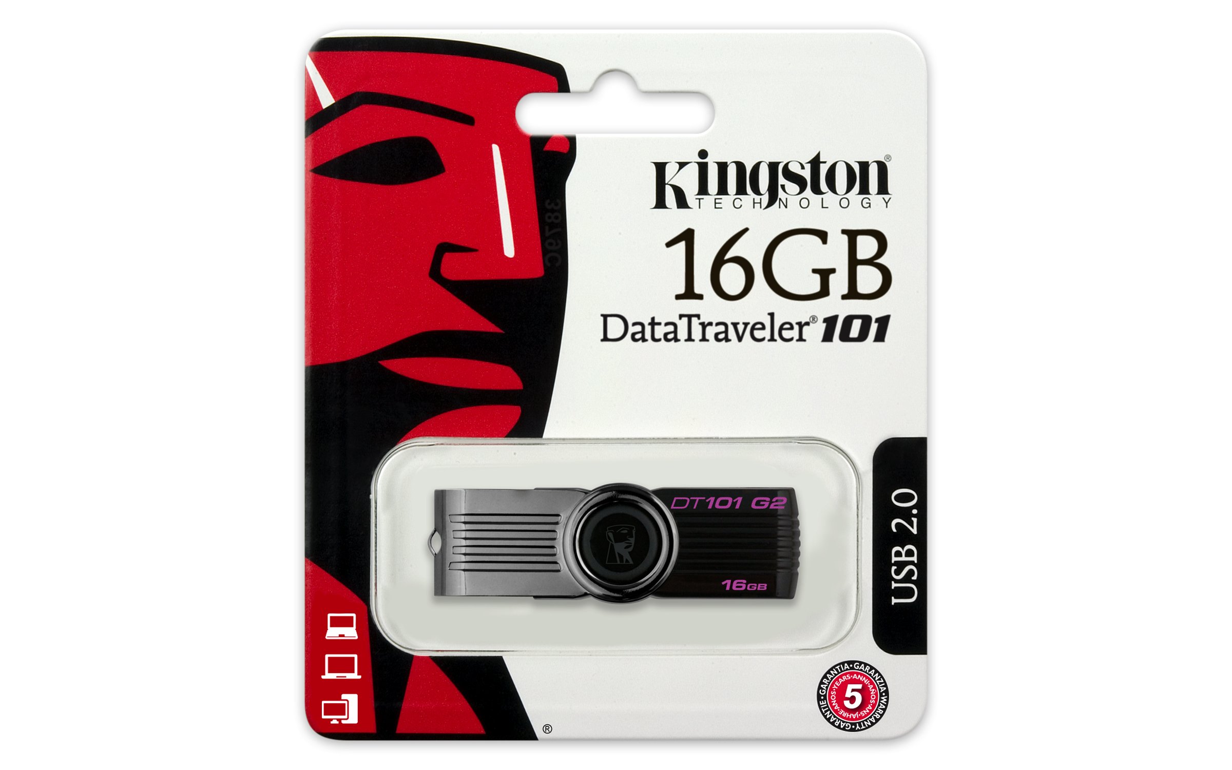 Kingston Digital 16GB DataTraveler 101 G2 USB 2.0 Drive - Black (DT101G2/16GBZ)