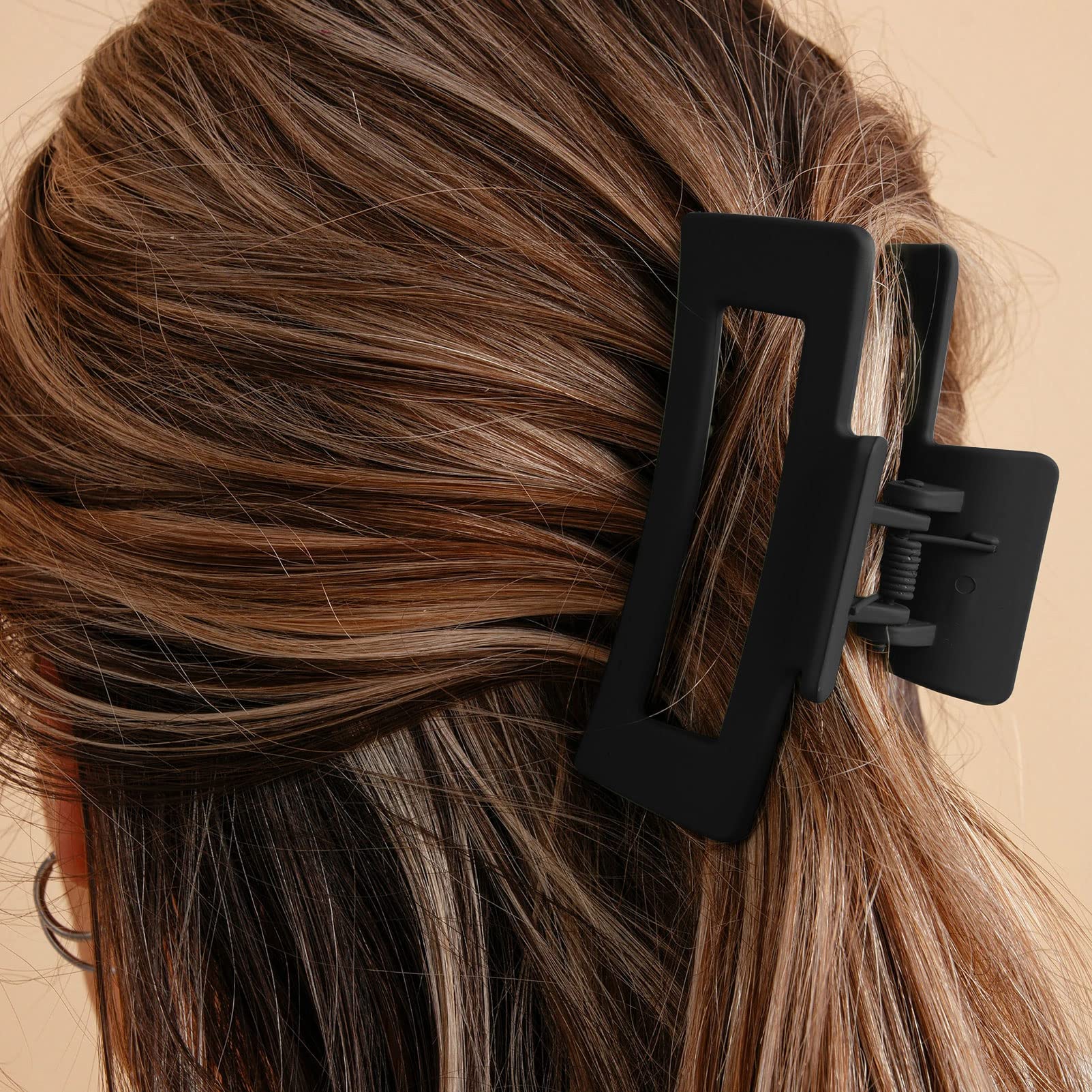 Auseibeely 10 Pack Hair Clip Acrylic Material, for Women, Large Claw Clips, Small Rectangle Clips, Fits Thick/Thin Hair, Hair Styling Accessories, 10pcs with 6 Colors
