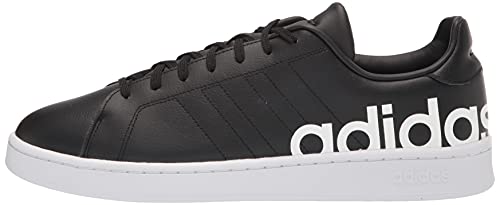 adidas Men's Grand Court LTS Racquetball Shoe, Black/Black/White, 10