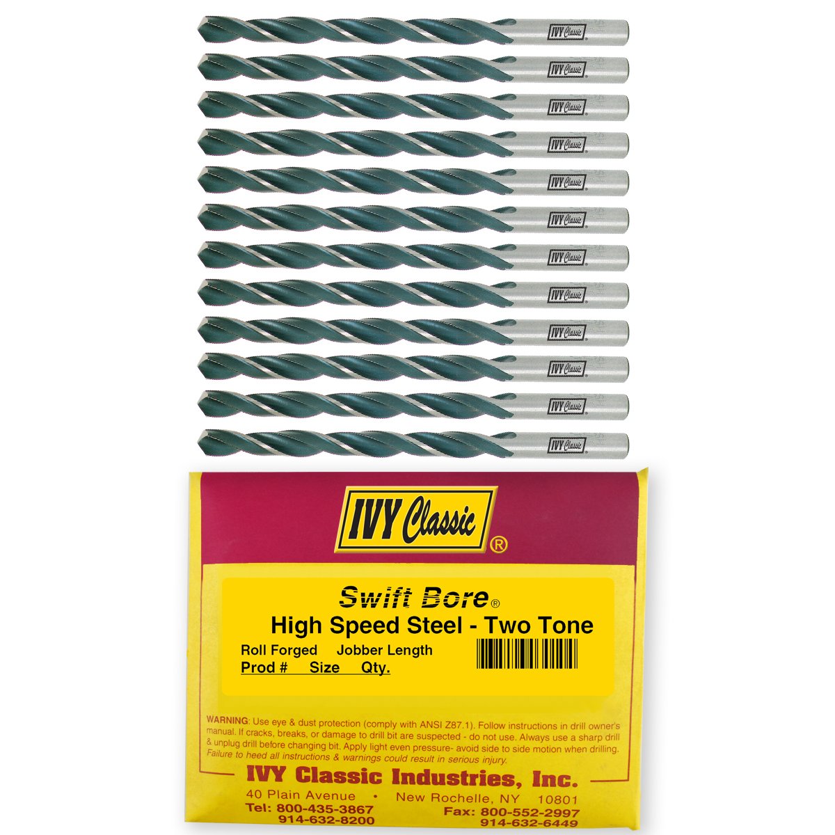 IVY Classic 03013 Swift Bore 13/64-Inch High-Speed Steel Drill Bit, 118-Degree Point, 12-Pack