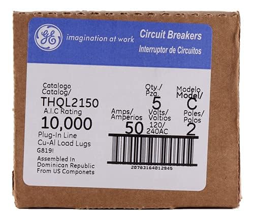 Connecticut Electric General Electric THQL2150 Circuit Breaker, 2-Pole 50-Amp Thick Series, Black