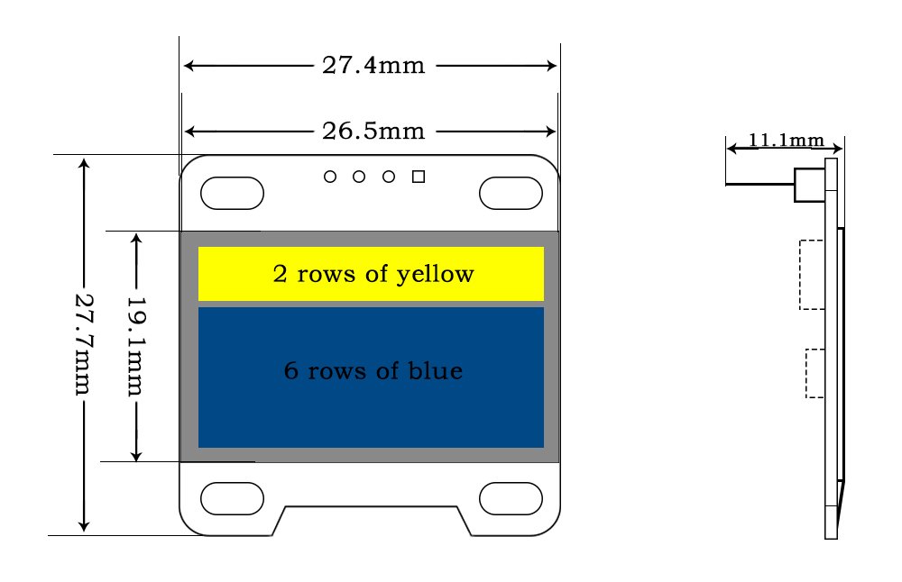 UCTRONICS 0.96 Inch OLED Module 12864 128x64 Yellow Blue SSD1306 Driver I2C Serial Self-Luminous Display Board for Arduino Raspberry Pi Pico