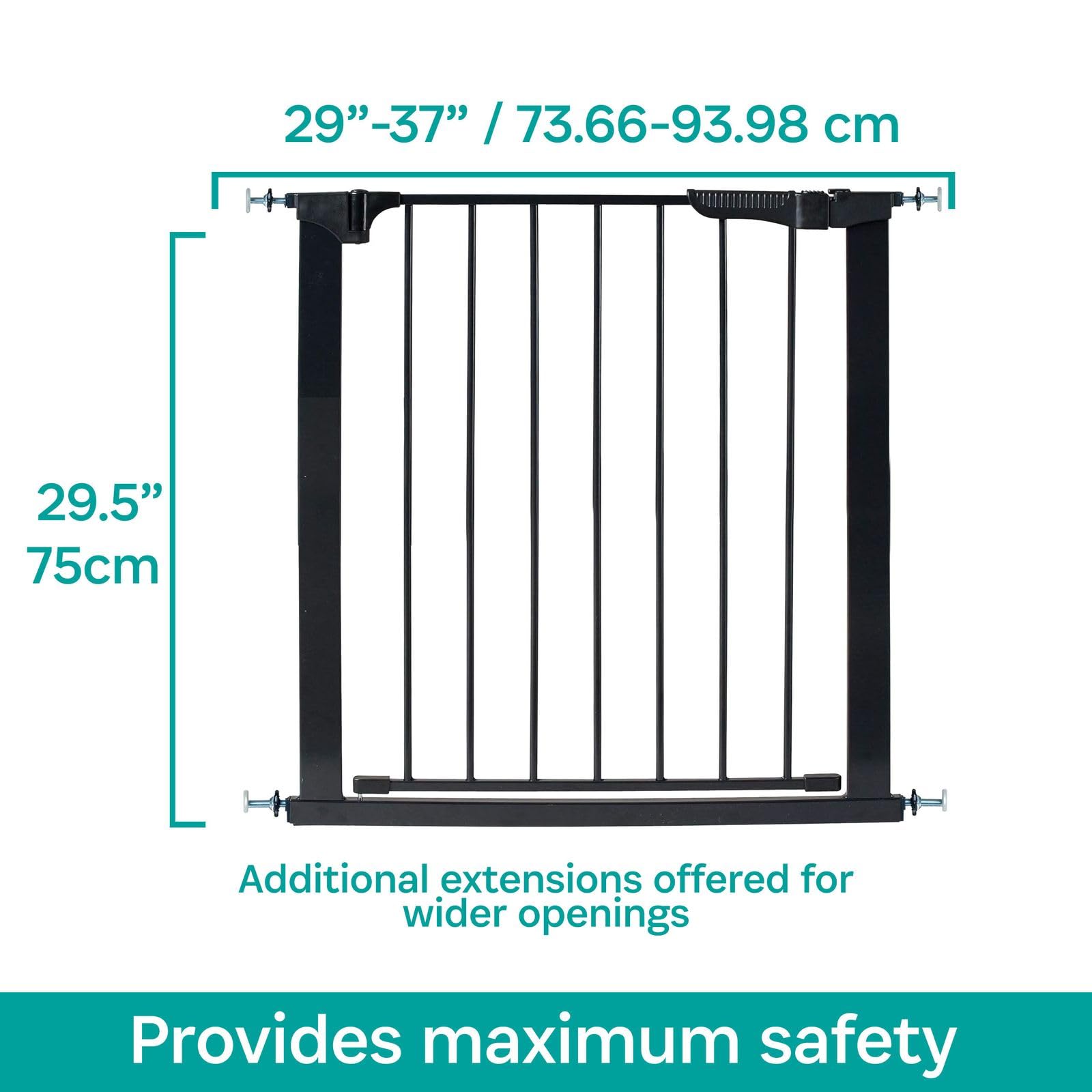 KidCo Gateway Baby Pressure Gate - No Tools or Wall Cups Required - Auto Close Magnet-Lock & Stay Open Safety Gate - G1101, Black