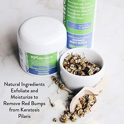 KP Elements Body Scrub & Exfoliating Cream for Keratosis Pilaris Treatment Bundle (8 fl oz) | Bump Eraser Body Scrub | KP Lotion & KP Bump Eraser | Strawberry Legs Treatment for Women