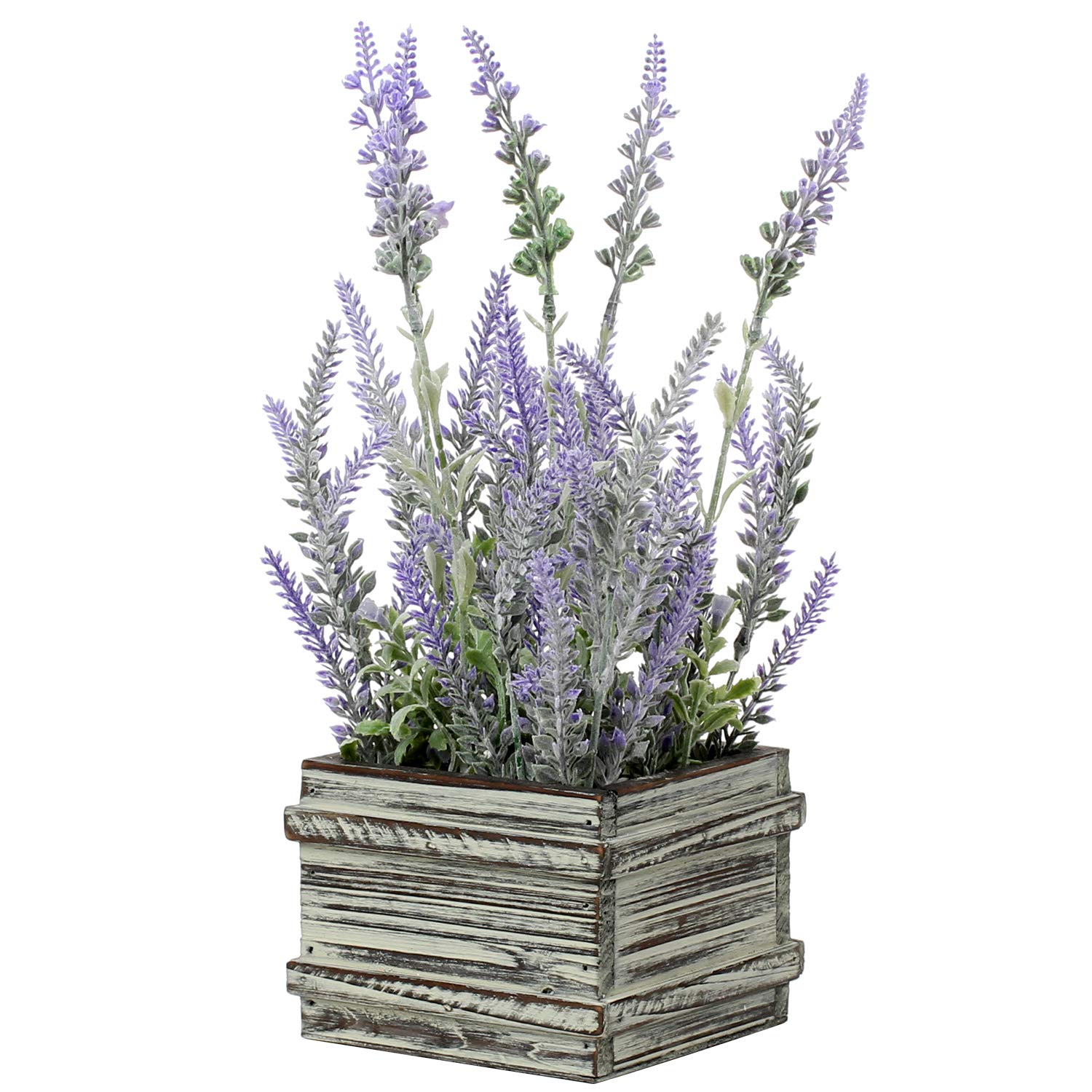 DILATATA Lavender Flowers Artificial Lavender Decor Fake Lavender Plant in Rustic Metal Pot Faux Plants in Pots for Home Bathroom Table Centerpieces Wedding Decor Potted Lavender Flower Purple Decor