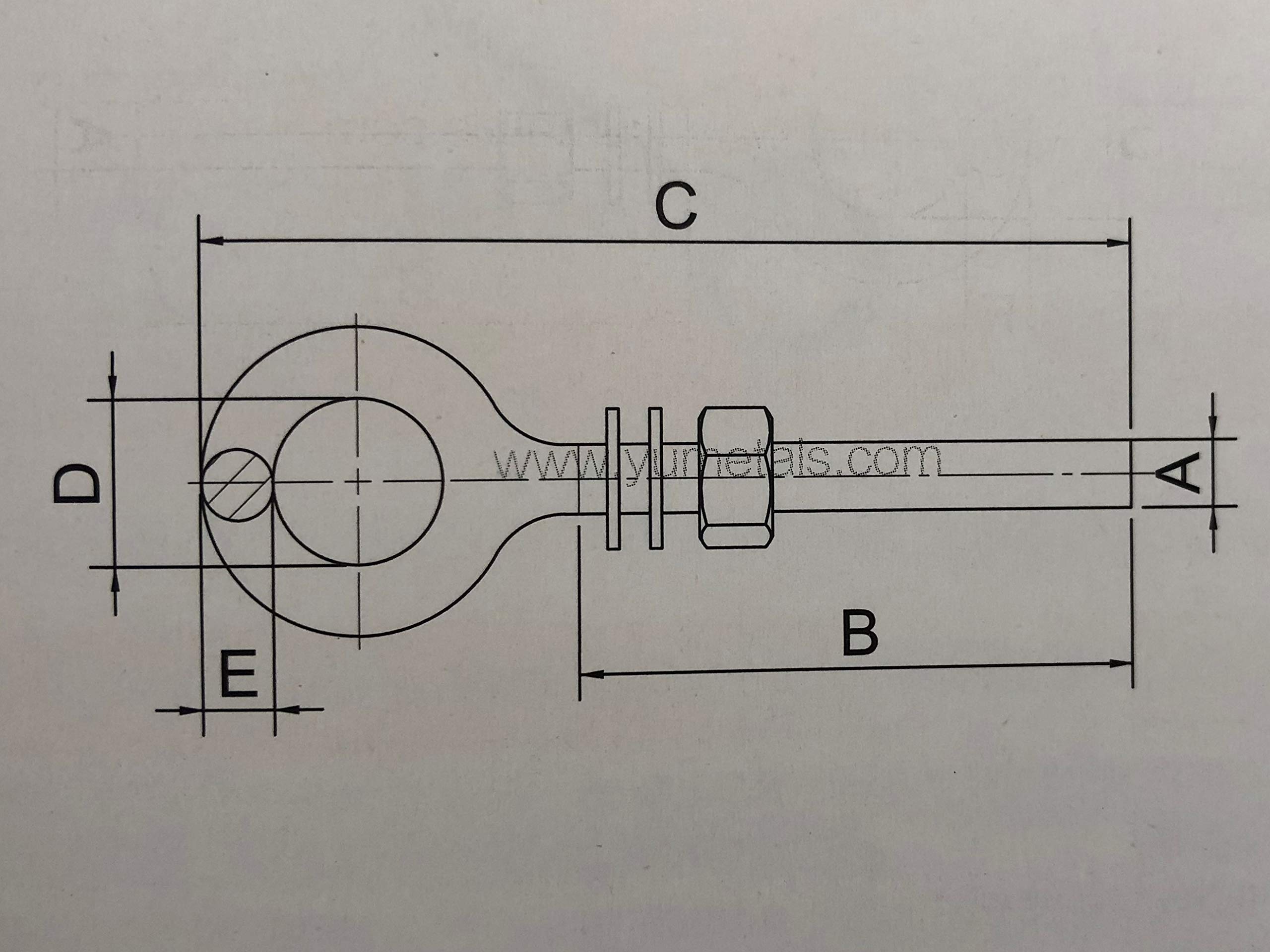 US STAINLESS Stainless Steel 316 Eye Bolt 5/8" x 8" UNC Short Thread Marine Grade Pitch of 11