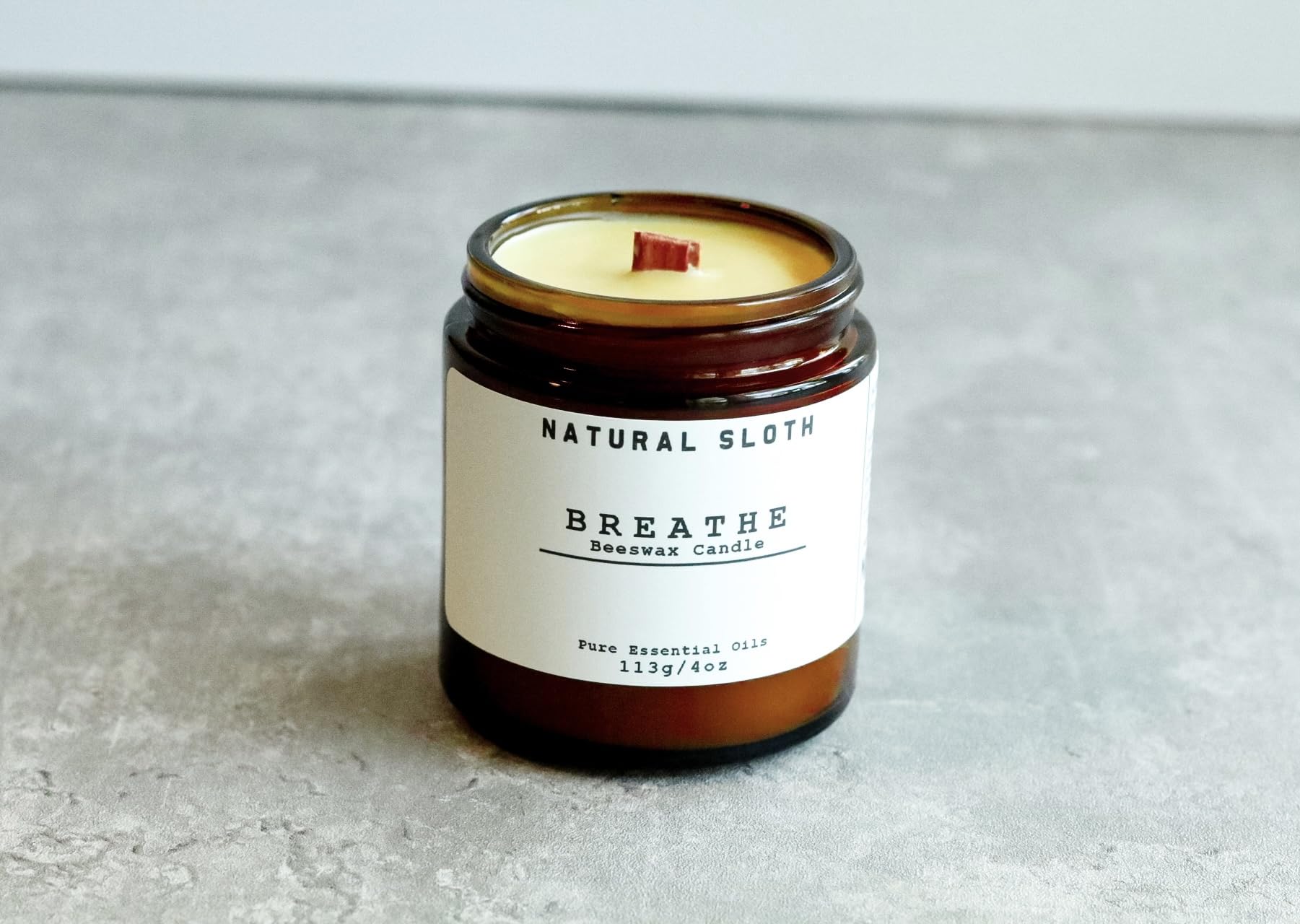Beeswax Candles | Made with only Pure Essential Oils | Wood Wick | Non-Toxic | Slow Burning (Breathe, 4 oz)