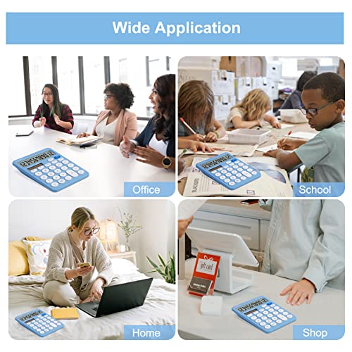 Comix Desktop Calculator with Large LCD Display and Big Button, 12 Digits Baisc Calculator, Standard Calculator, Solar Battery Dual Powered, for Office Home School & Business Use (Blue)