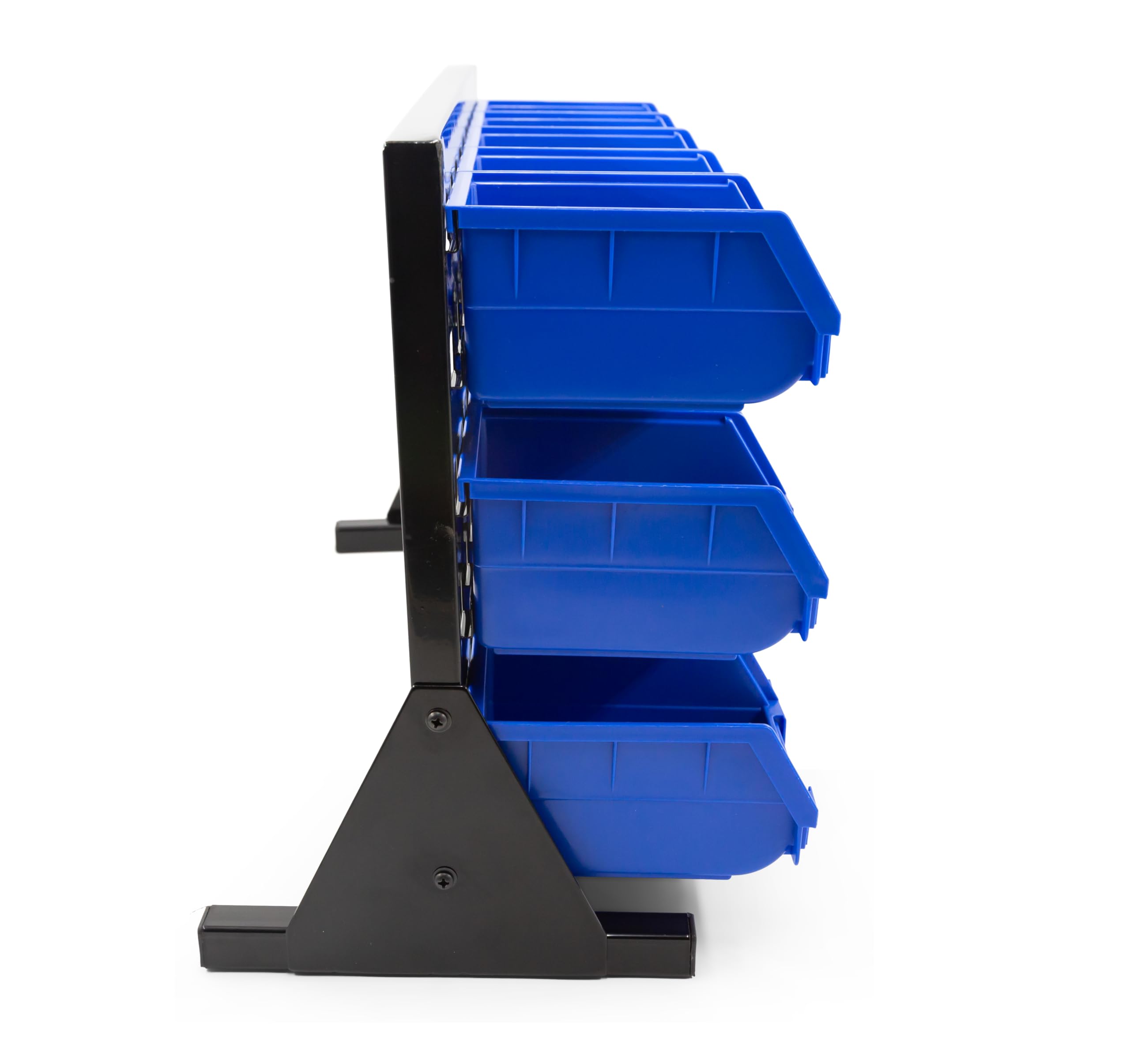 DJC Supply Heavy Duty Storage Bin Set & Steel Panel for Hanging Bin, Bench Mountable Steel Rolled Panel, 15 Bins included, Great for organzing Tools, Parts, and More. (20"X13" Bench Panel Set)