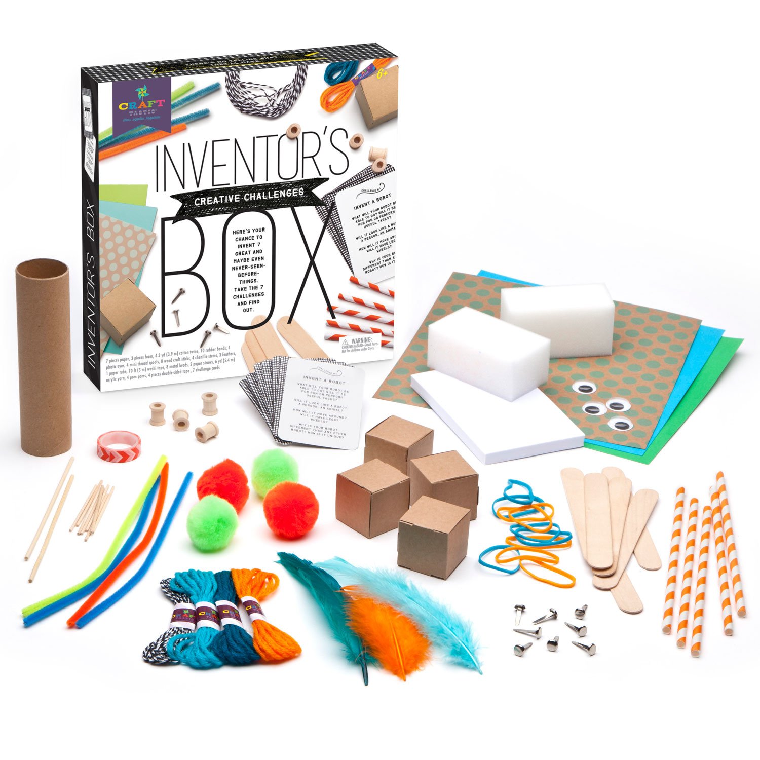 Craft-tastic – Inventor's Box – Arts and Crafts STEAM Kit Includes 7 Creative STEM Challenges, 96 months to 144 months
