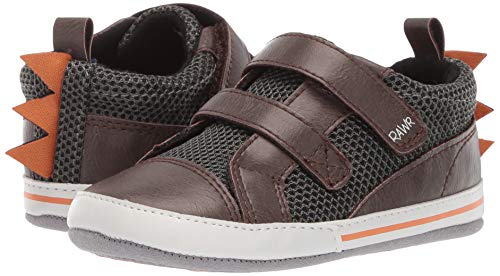 RO + ME by Robeez Baby Boy Crib Shoes Boys Infant Athletic Sneaker, Dinosaur Brown, 18-24 Months