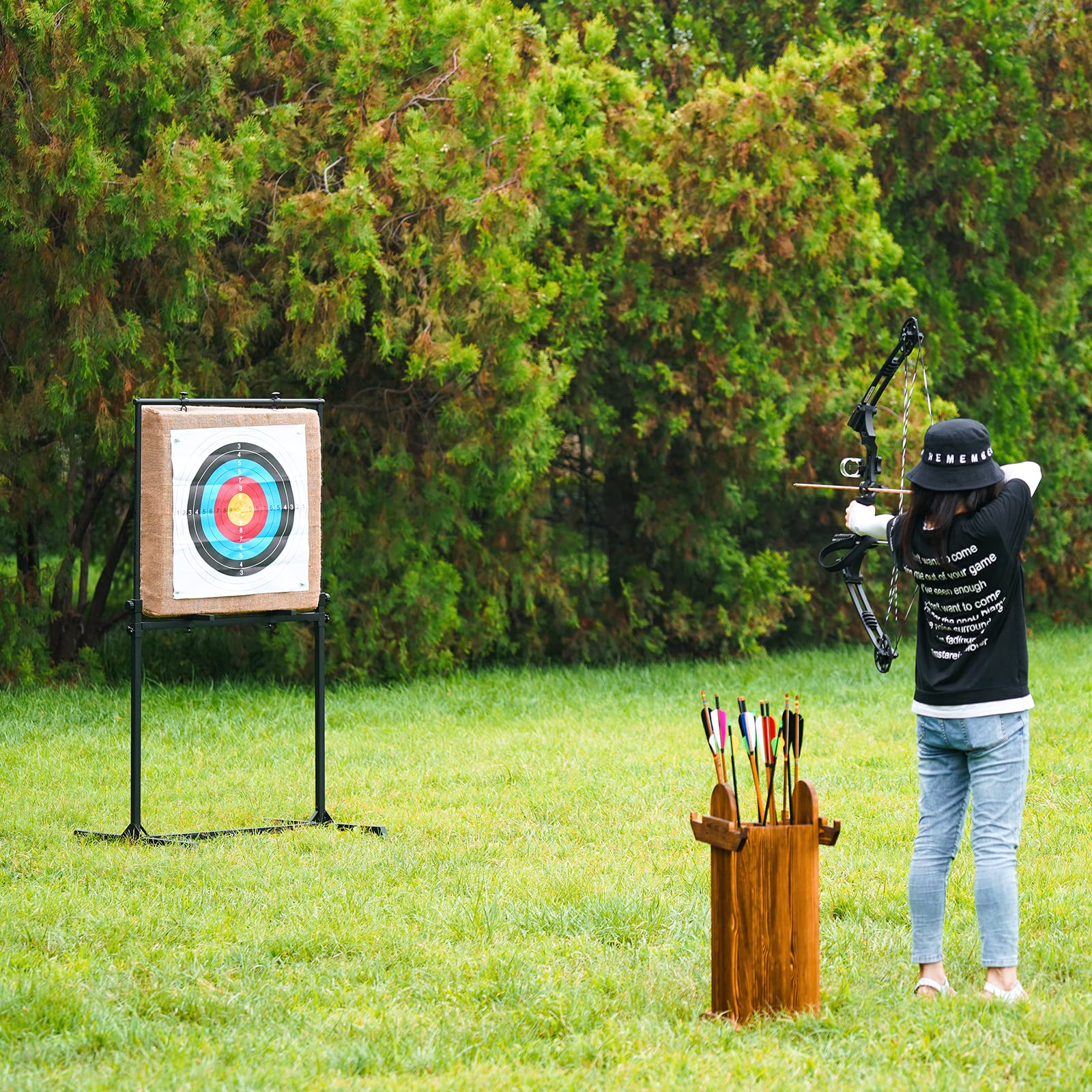 Aimdorarchery Archery Target Stand for Heavy Duty Archery Target Block Multi-Function Archery Target Stand Can Hold 150Lbs Target 31”x 62” Adjustable stable Outdoor Archery Target Stand