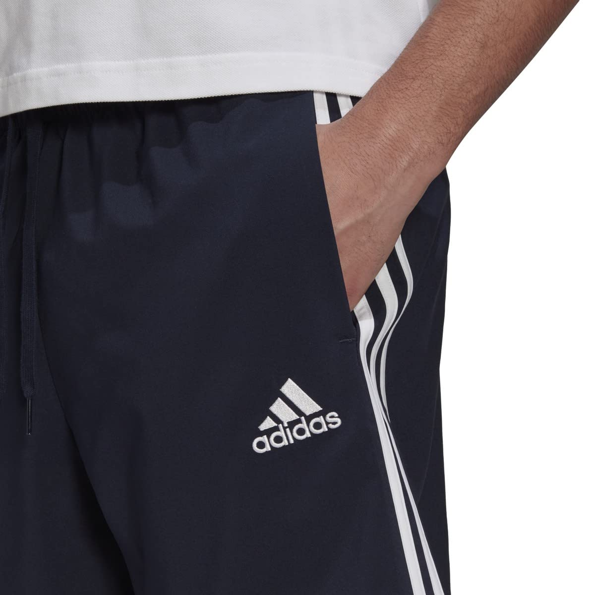 adidas Men's Standard Aeroready Essentials Chelsea 3-Stripes Shorts, Ink/White, X-Large