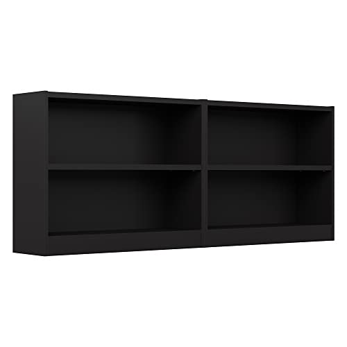 Bush Furniture Universal Small 2 Shelf Bookcase in Black - Set of 2