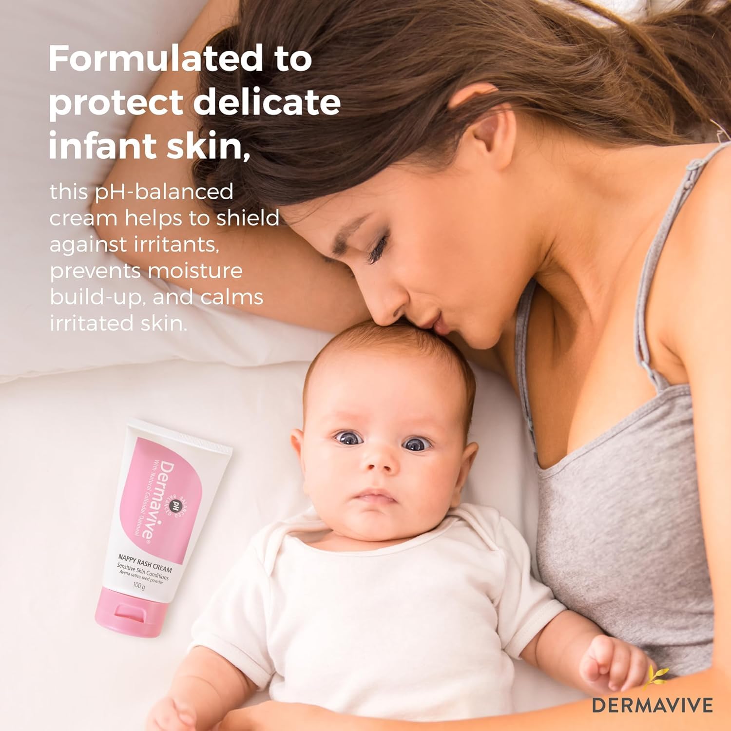 Dermavive Diaper/Nappy Rash Cream, Soothing Diaper Rash Cream, Baby Rash Ointment, Fast-Acting Rash Relief for Infants & Babies, Gentle Diaper Cream, 100g