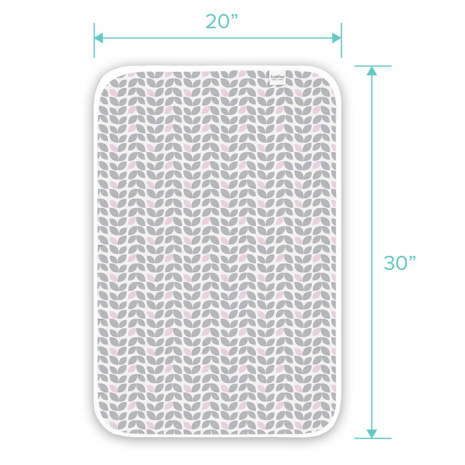 Kushies Deluxe Waterproof Changing Pad Liners - 20 x 30 inches Baby Changing Table Liners - Baby Changing Pads - Diaper Changing Flat Liner Pad Waterproof Portable (Grey Petal)