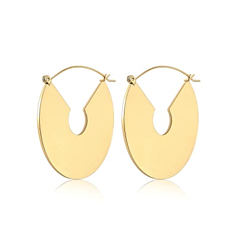 ailov 18K Gold Plated Tribal Bohemian Round Disc Earrings for Women Coin Dangling Drop Boho Jewelry (Round Drop without Pearl)