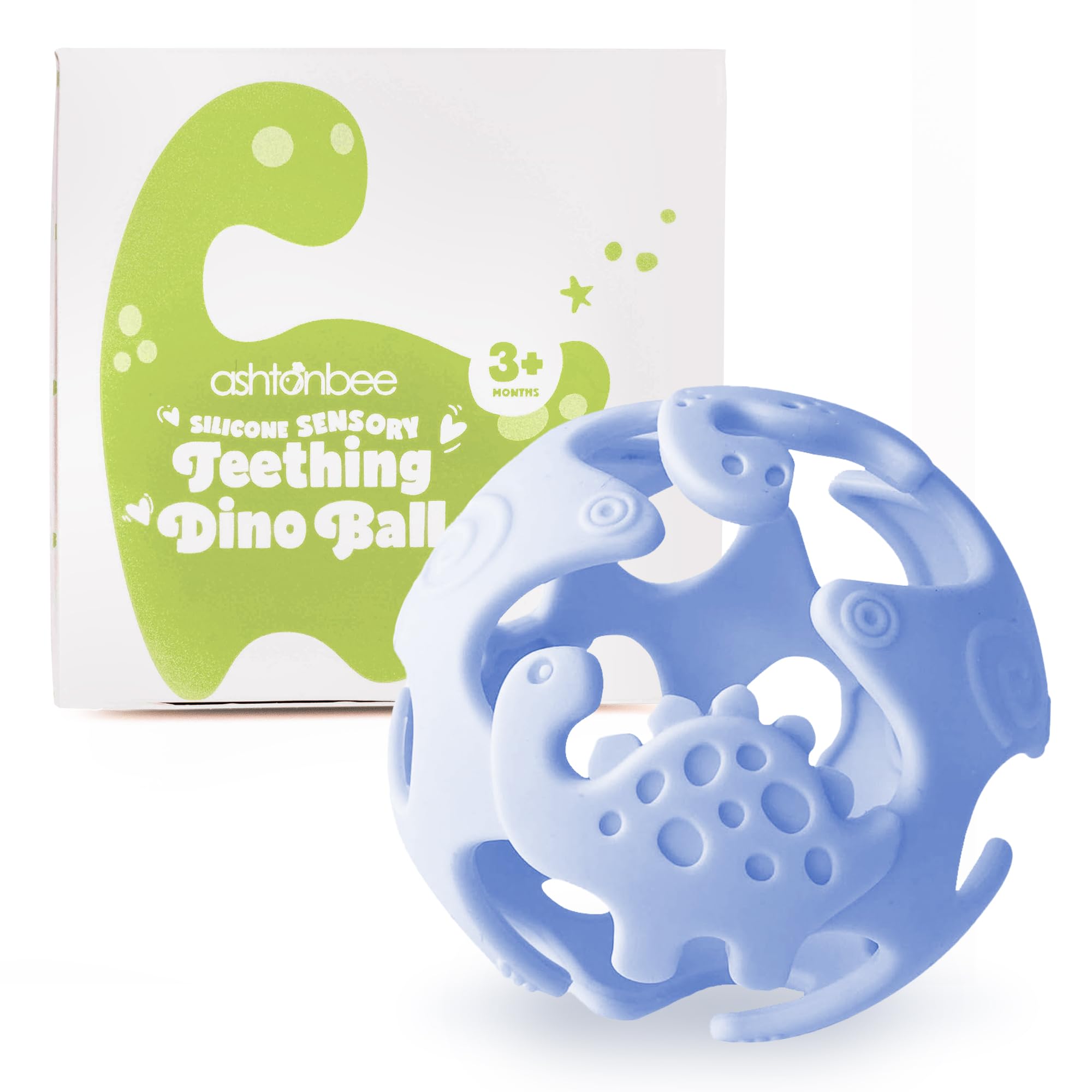 Dinosaur Baby Teething Toys, Textured Sensory Toys for Babies, Lightweight Soft Baby Sensory Toys, BPA-Free Silicone Infant Teething Toys, 0-18 Months, Teething Baby, Easy to Clean - Blueberry Blue