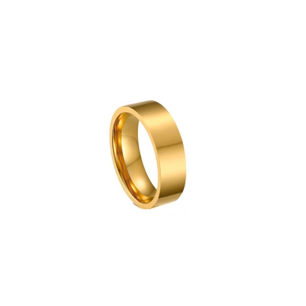 ailov Minimal 6mm Wide Flat Ring Band Stacking Jewelry 18K Gold-plated Cigar Statement Cuff Tube Band Ring (Gold, 7)