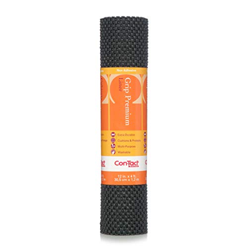 Con-Tact Brand Premium Thick and Non-Adhesive Drawer Shelf Liner, 12" x 4', Black