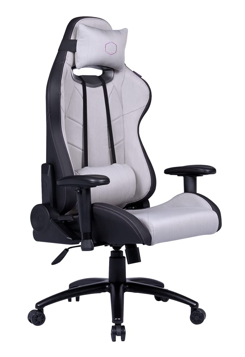 Cooler Master Caliber R1S Gaming Chair for Computer Game, Office and Racing Style Gamer, Comfy Ergonomic Reclining High Back Desk Chairs with Arms & Seat Adjustment Lumbar Support - Rose Gray