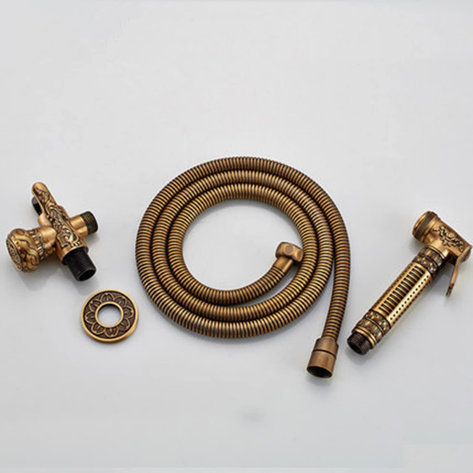 TVBNHU Handheld Toilet Bidet Sprayer, Antique Brass Bathroom Bidet Attachment Set, Wall Mounted Handheld Cloth Diaper Sprayer Kit, Single Cold Bidet Faucet,A