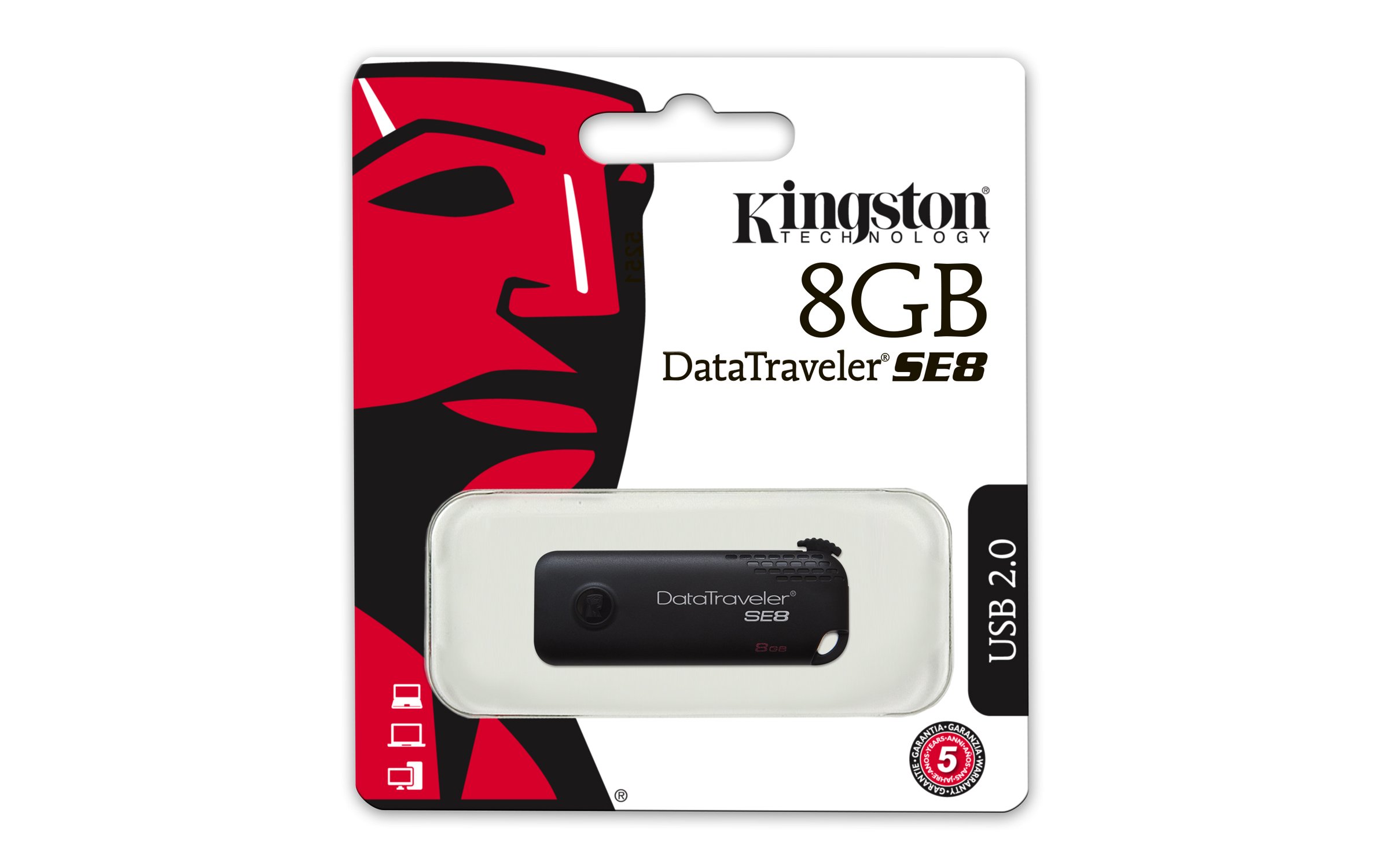 Kingston Digital 8 GB Data Traveler SE8 USB 2.0 Flash Drive, Black (DTSE8/8GB)