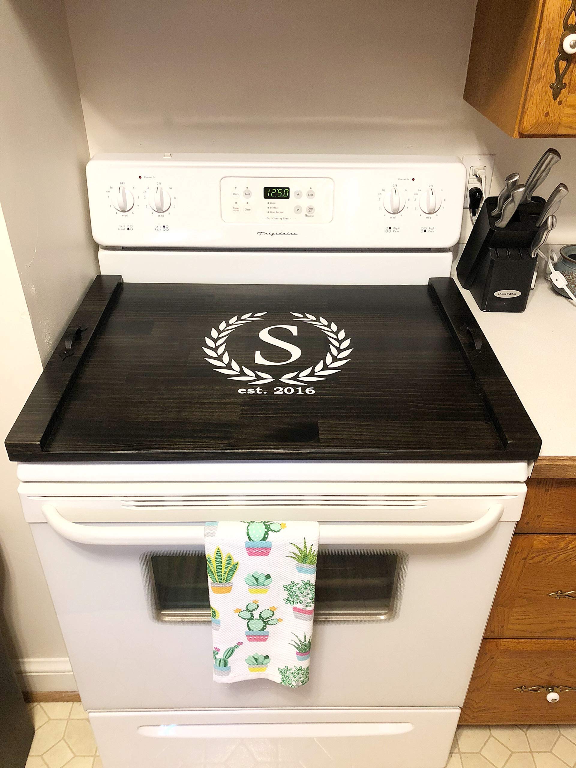 Rustic Stove Top Cover, Wooden Tray For Stove, Monogram Stove Cover, Stove Tray, Decorative Tray