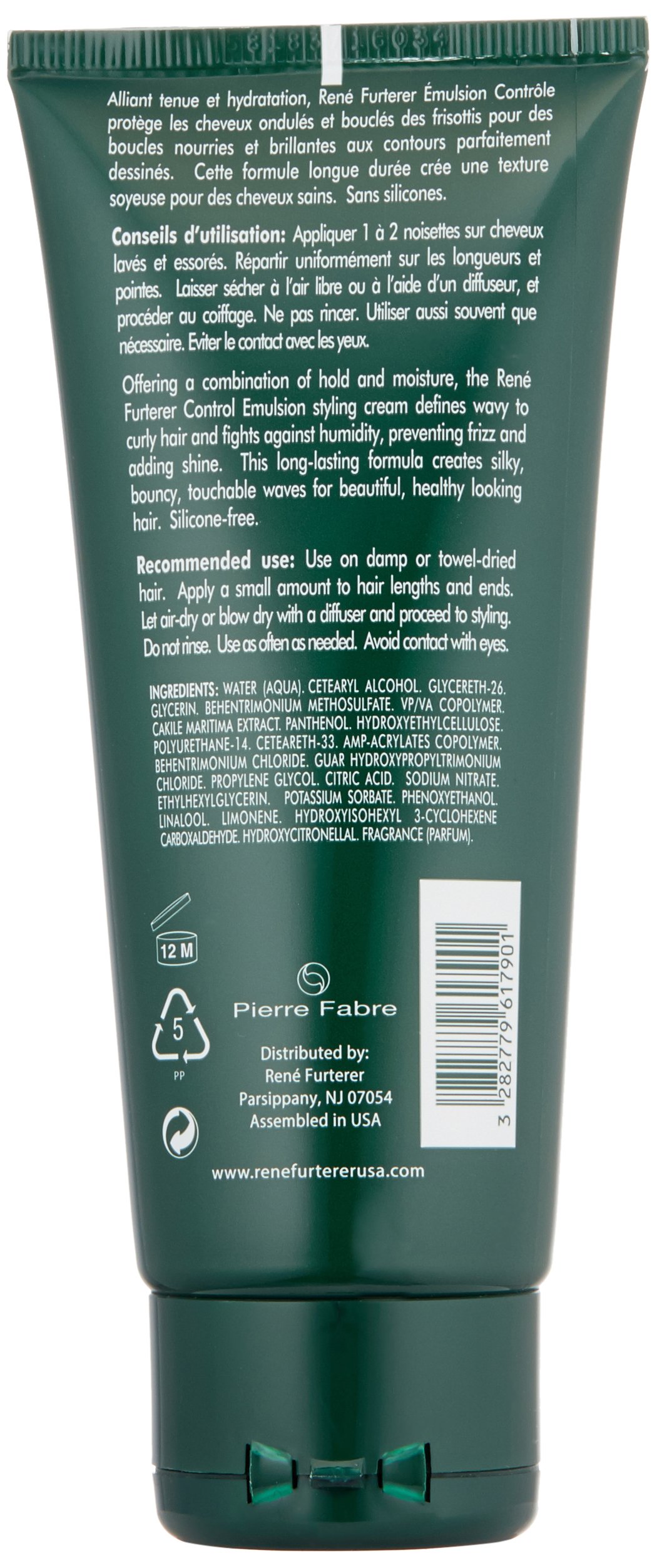 Rene Furterer STYLE Control Emulsion, Moisturizing Styling Cream, Humidity & Frizz Protection, 3.3 oz.