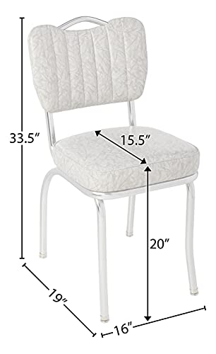 Richardson Seating Single Tone Channel Handle Back Retro Kitchen Chair with 2" Box Seat, Cracked Ice Grey, 18"