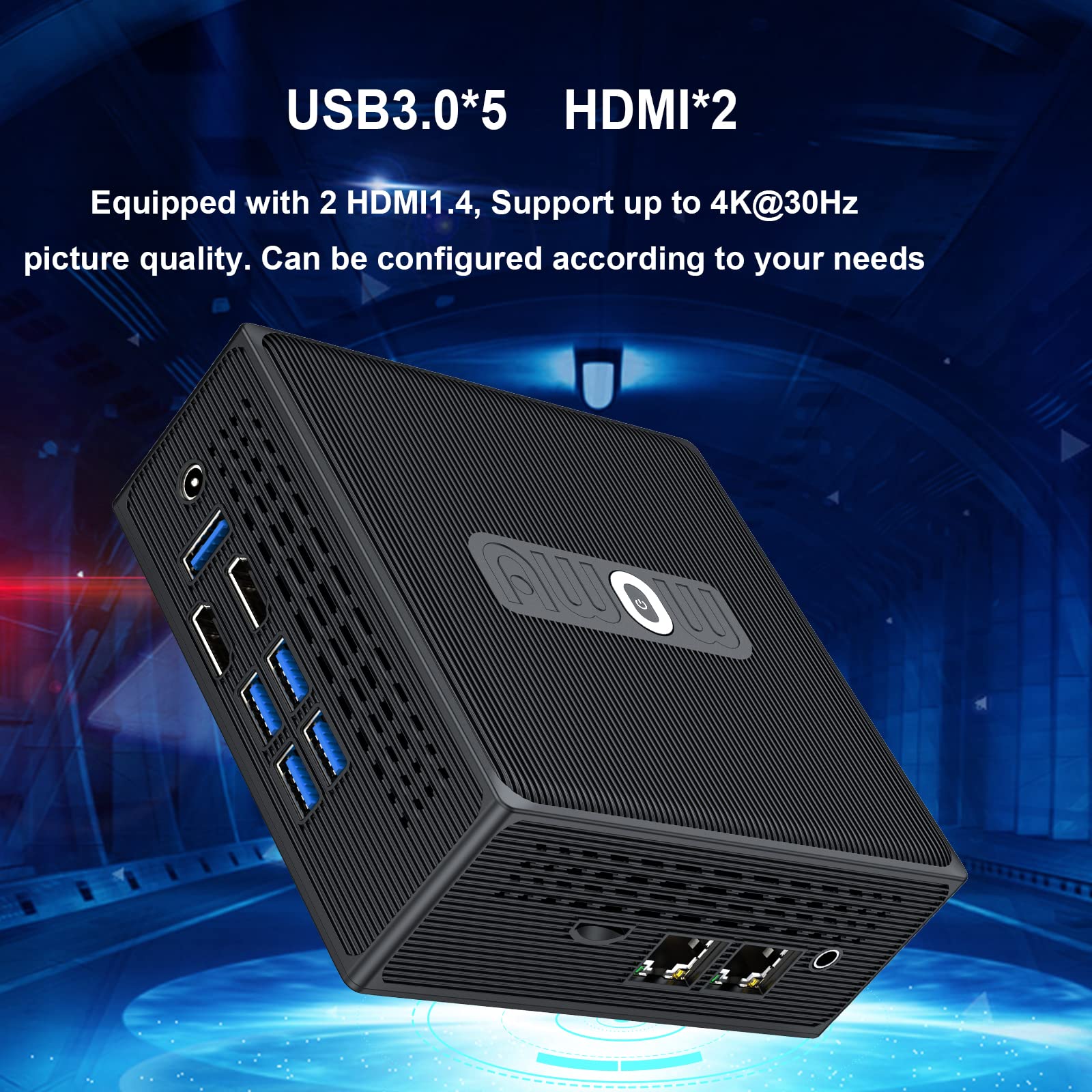 AWOW Mini PC, Intel Celeron J3455 6GB LPDDR4 256GB SSD, Mini Desktop Computer, AK34 PRO Quad Core Small Computer, Dual Gigabit Ethernet NIC, 2*HDMI, 5*USB3.0