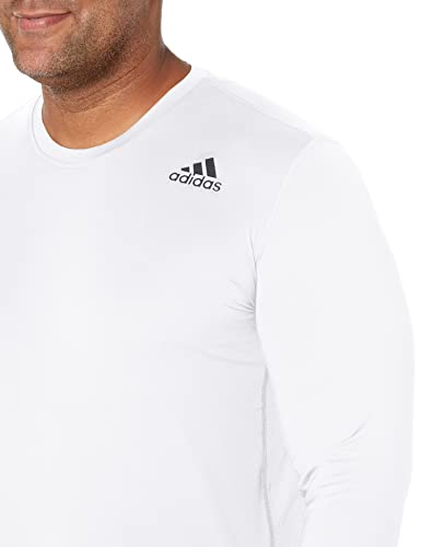 adidas Men's Techfit Fitted Long Sleeve Tee, White, X-Large