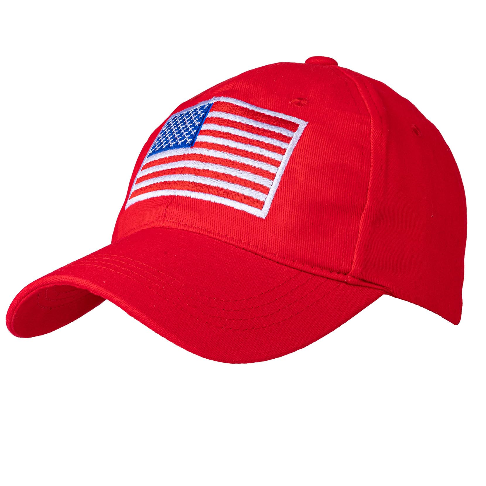 American Flag Hats for Men and Women Low Profile USA Flag Baseball Cap Adjustable Outdoors Dad Hat (Cotton, Red)