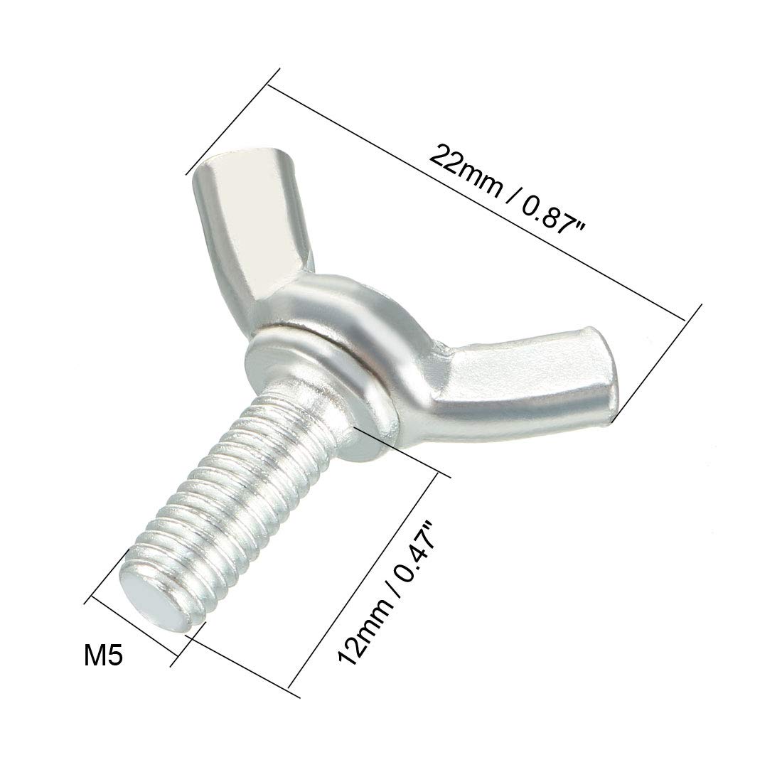 uxcell Butterfly Wing Thumb Hand Screws Bolts M5x12mm 0.8mm Pitch Carbon Steel 10pcs