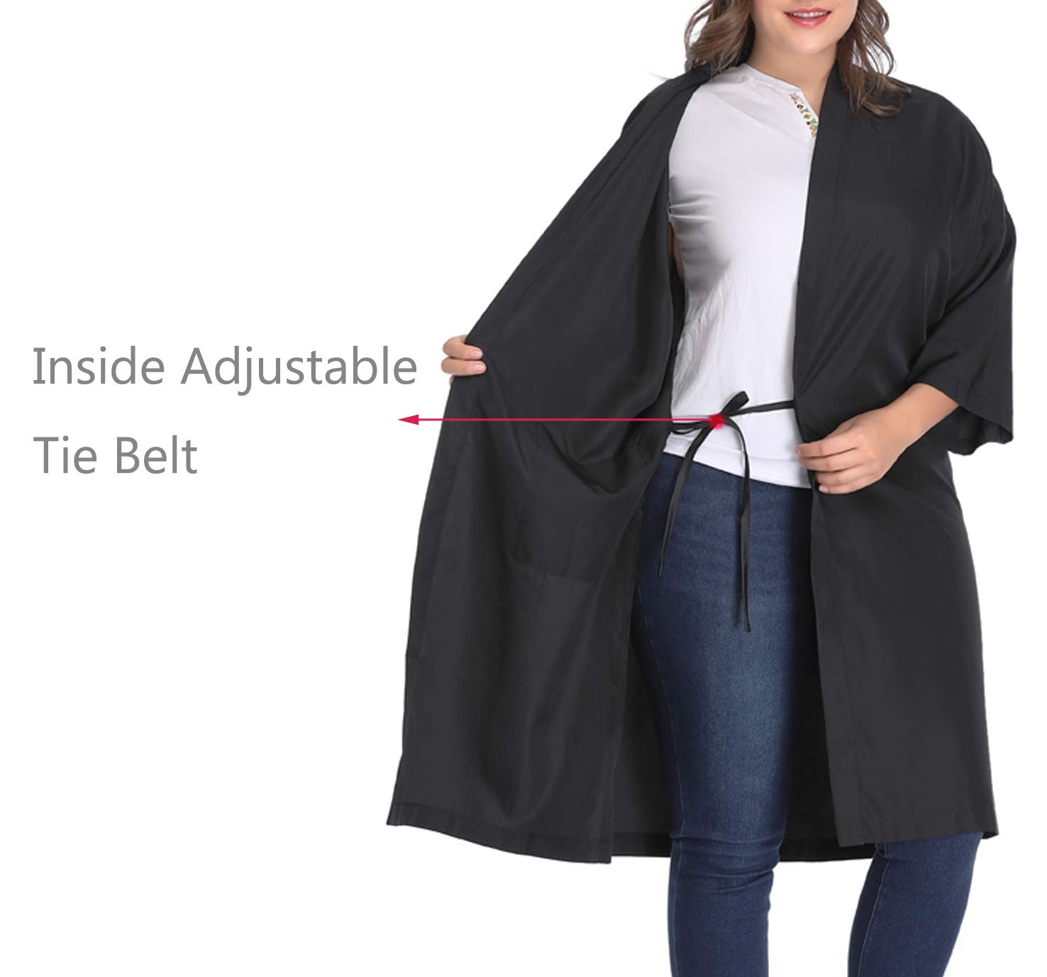 PERFEHAIR Salon Client Gowns Kimono Style, Hair Salon Smocks Capes- 43 Inch Long (Black)