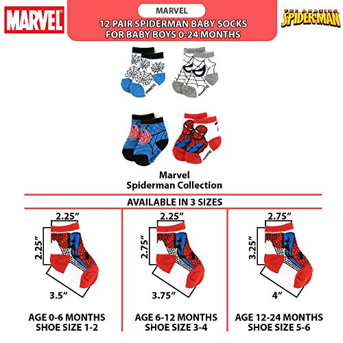 Marvel’s Spider-Man Baby Boys 12 Pack Sock Set (Newborn/Infant) 6-12 months