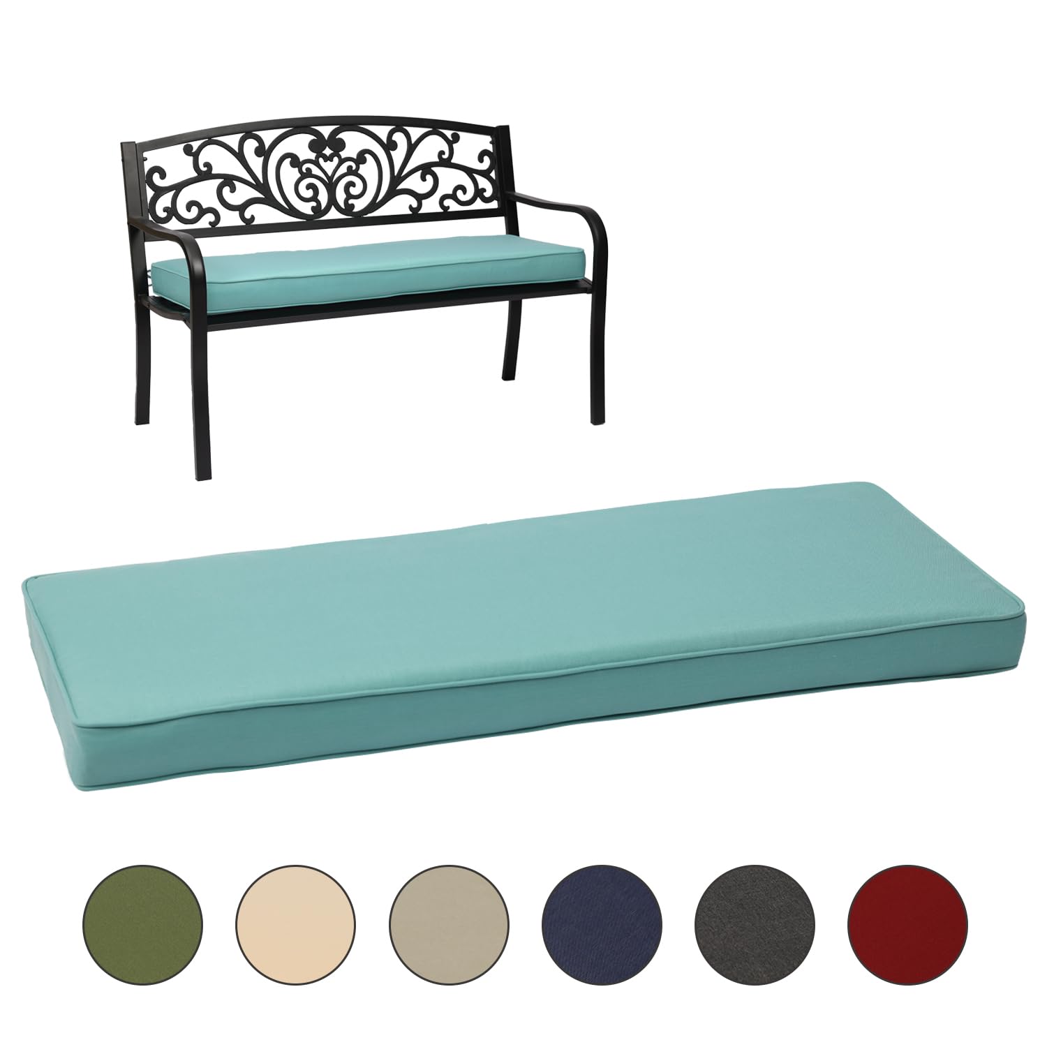Aoodor Patio Bench Cushion Outdoor Olefin Fabric Slipcover Sponge Foam - Beige