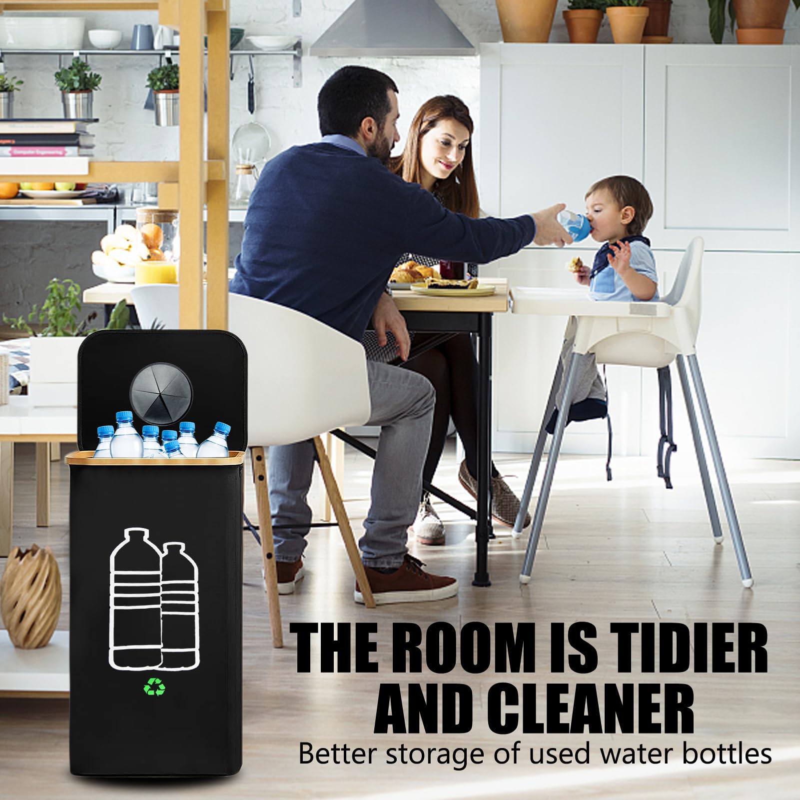 auvstar Removeable Recycling Bin for Kitchen,Separate Recycling Waste Bin Bags,Recycle Bins for Kitchen Home,Large Capacity 100L Recycle Bin with Lid Reusable Inner Bag Bottle Waste Plastice