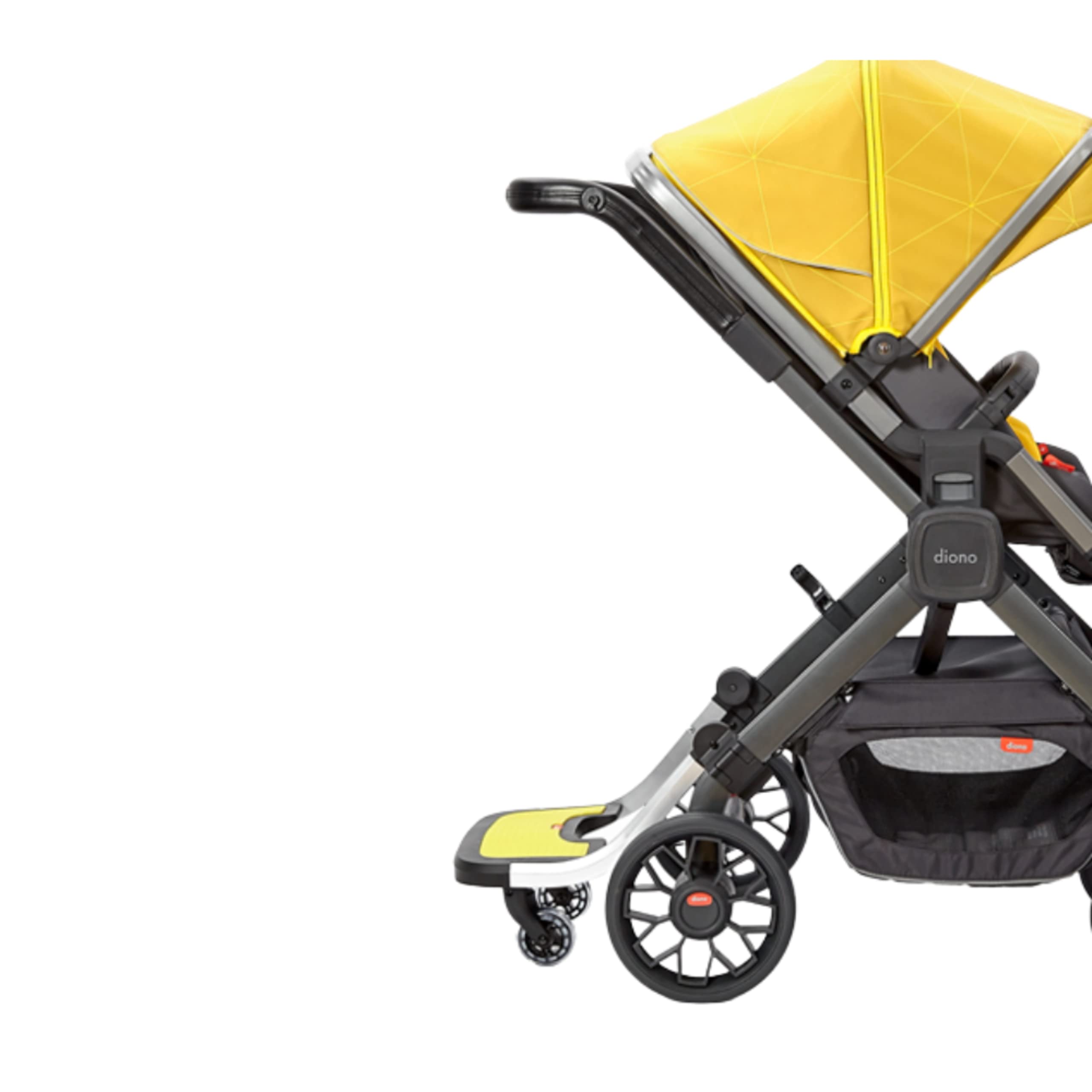 Diono Quantum Hop n Roll Buggy Board, Detachable Ride Along Stroller Platform Glider Board with Clip n Go System, Yellow